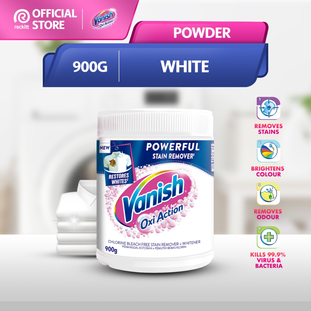 Vanish Stain Remover Crystal White Oxi Action, Detergent Powder, 900g ...