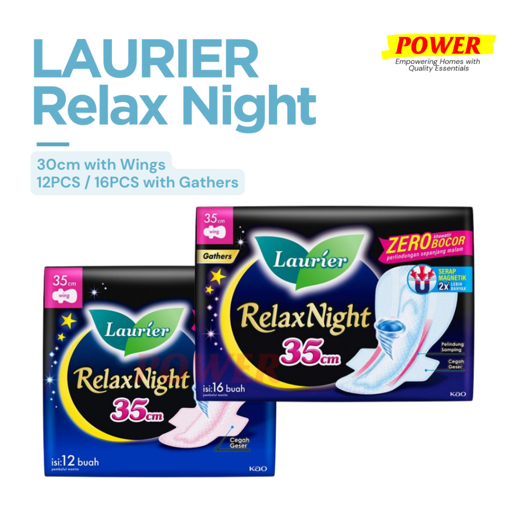 [Bundle of 4] LAURIER Relax Night 35cm x 12s / 16s Sanitary Pads With Wings Heavy Flow With ...