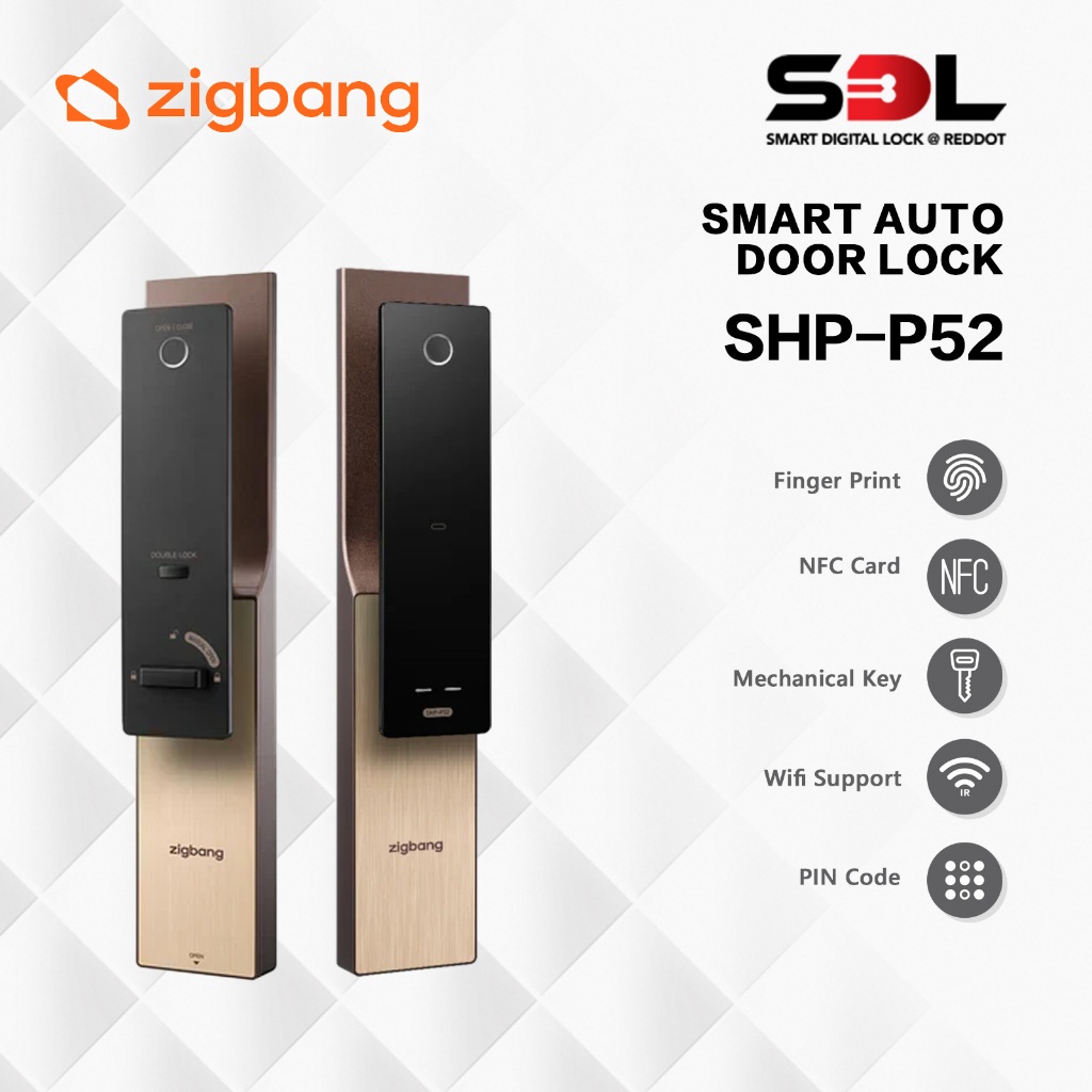 Zigbang Smart Lock SHP-P52 & SHP-A21 – Dual Sync Pro, Built-in Wi-Fi, 0.38s Fingerprint ...