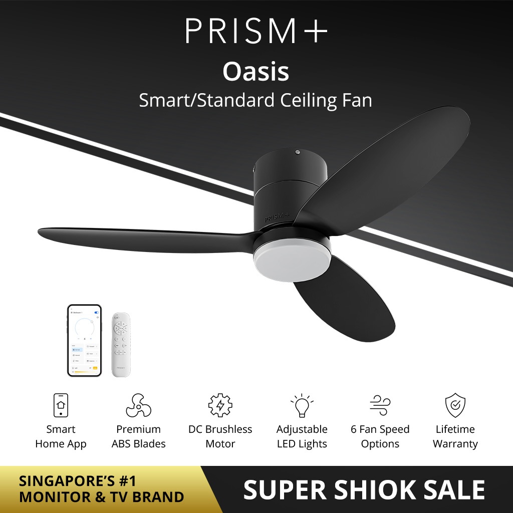 PRISM+ Oasis Ceiling Fan | 3 Blades | Integrated Dimmable Lights | 6 ...