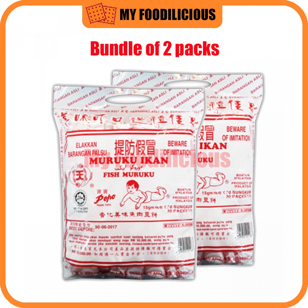 Popo Fish Cracker Muruku Ikan 65g x10pkt 宝宝鱼肉豆饼Childhood Snack Party ...