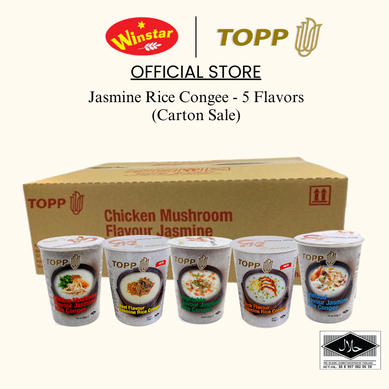 [CARTON SALE] 12 Cups x 55g TOPP Jasmine Rice Congee 5 Flavors ...