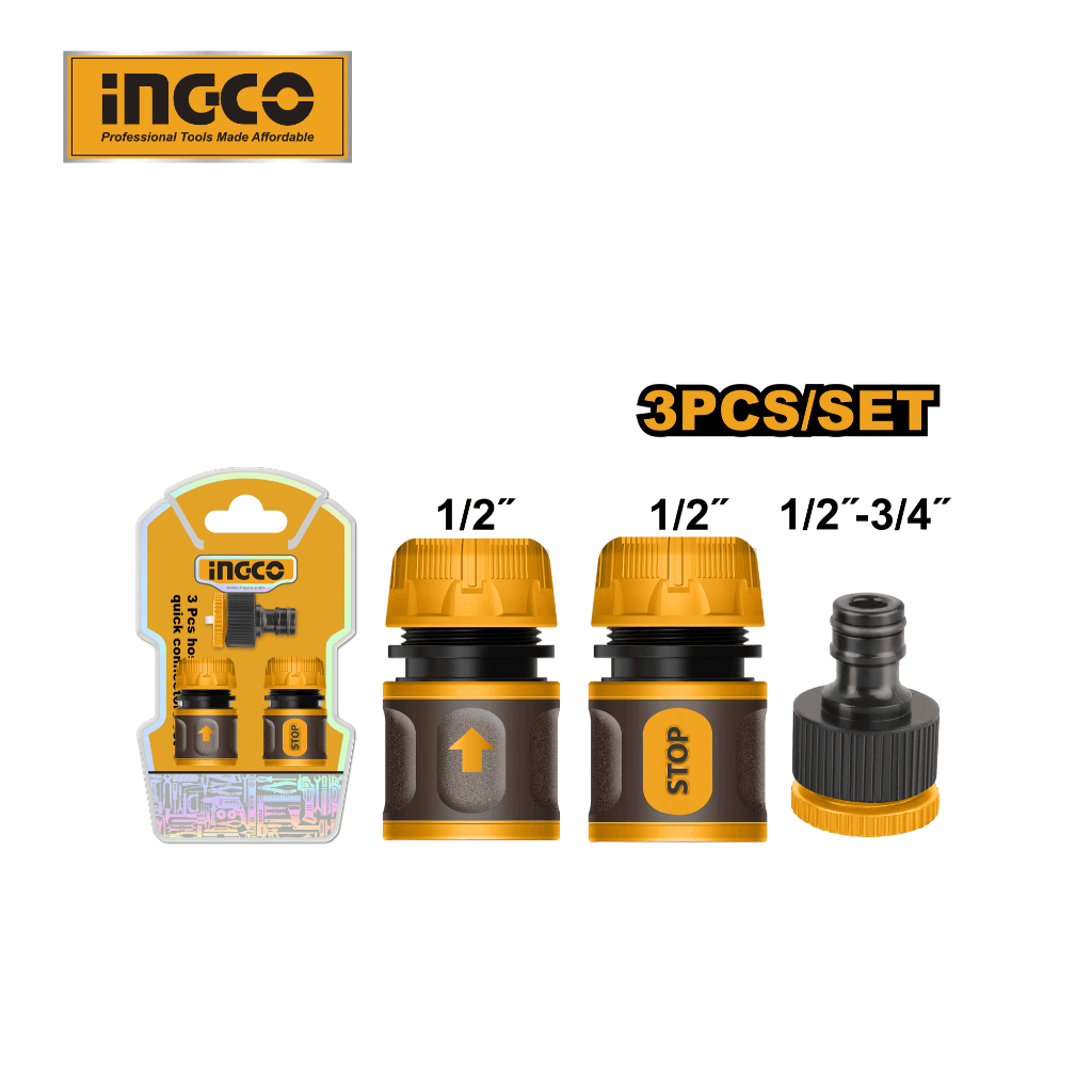 INGCO New 3-Piece Quick Connect Garden Hose Coupler Set for Flexible ...