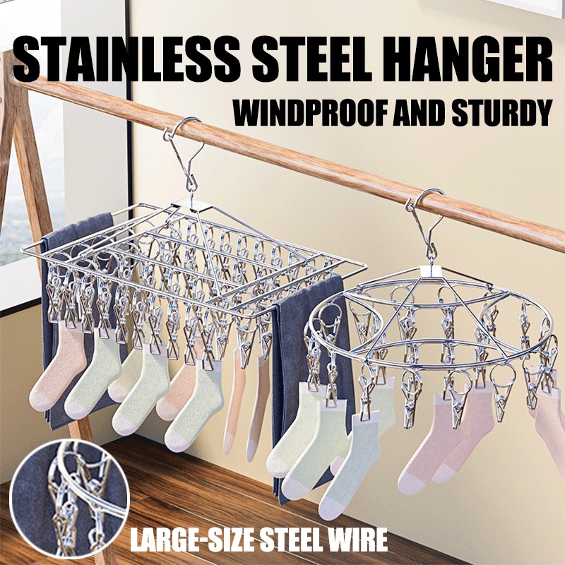 [🇸🇬SG Stock]Stainless Steel Sock Rack Extra Thick Wire Clip 6/10/20/30 ...