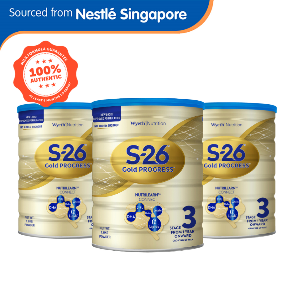 [Bundle of 3] Wyeth S-26 Gold Progress Stage 3 Growing Up Milk Formula 1.6kg | Shopee Singapore