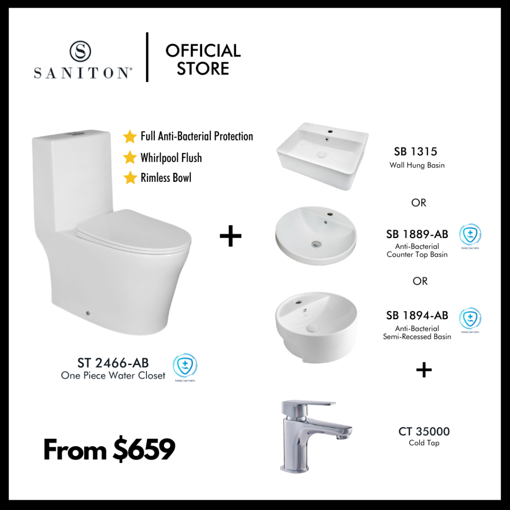 SANITON BEST TOILET COMBO BUNDLE DEAL A (Ixia One-Piece Toilet Bowl ...