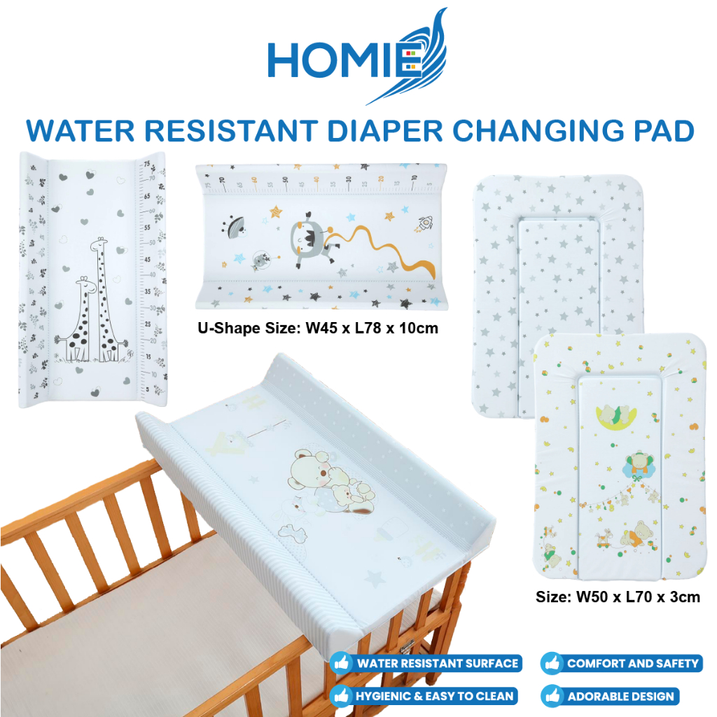 HOMIE Water Resistant Diaper Changing Pad/U-SHAPE Design/Extra Comfort ...