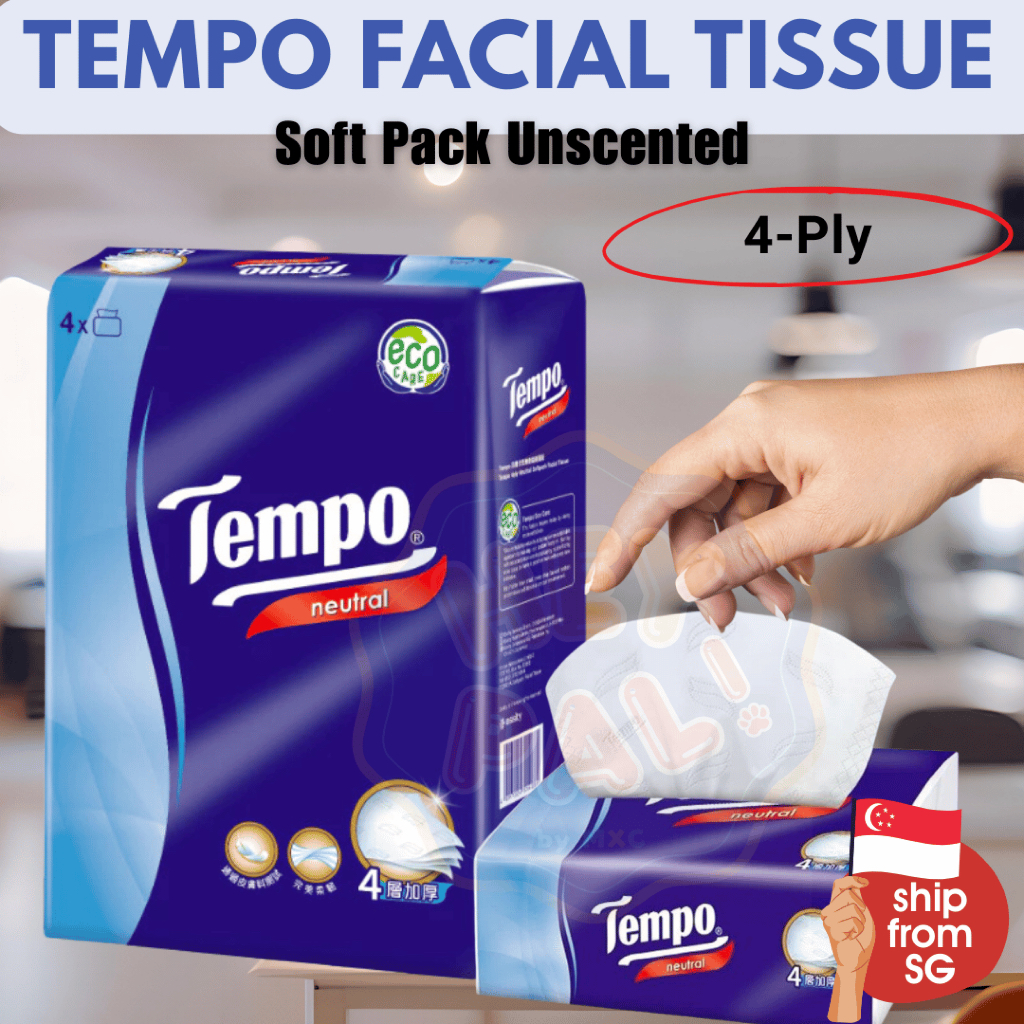 Tempo Softpack Tissue 4-Ply 90 Sheets - Bulk Bundle Facial Tissues ...