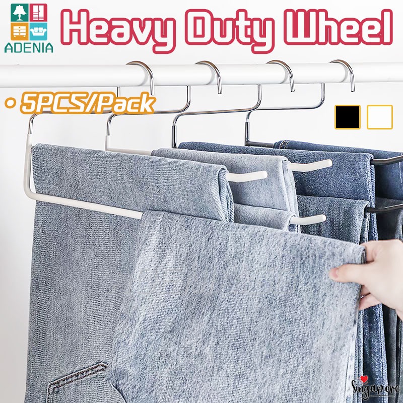 【SG】5PCS Double Layer Pants Hanger Pant Rack Closet Storage Organizer ...