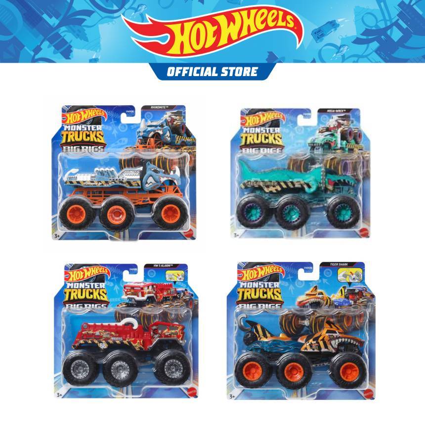 Hot Wheels Monster Trucks Big Rigs, 1:64 Scale Die-Cast Toy Truck With 6 Wheels (Styles May Vary ...