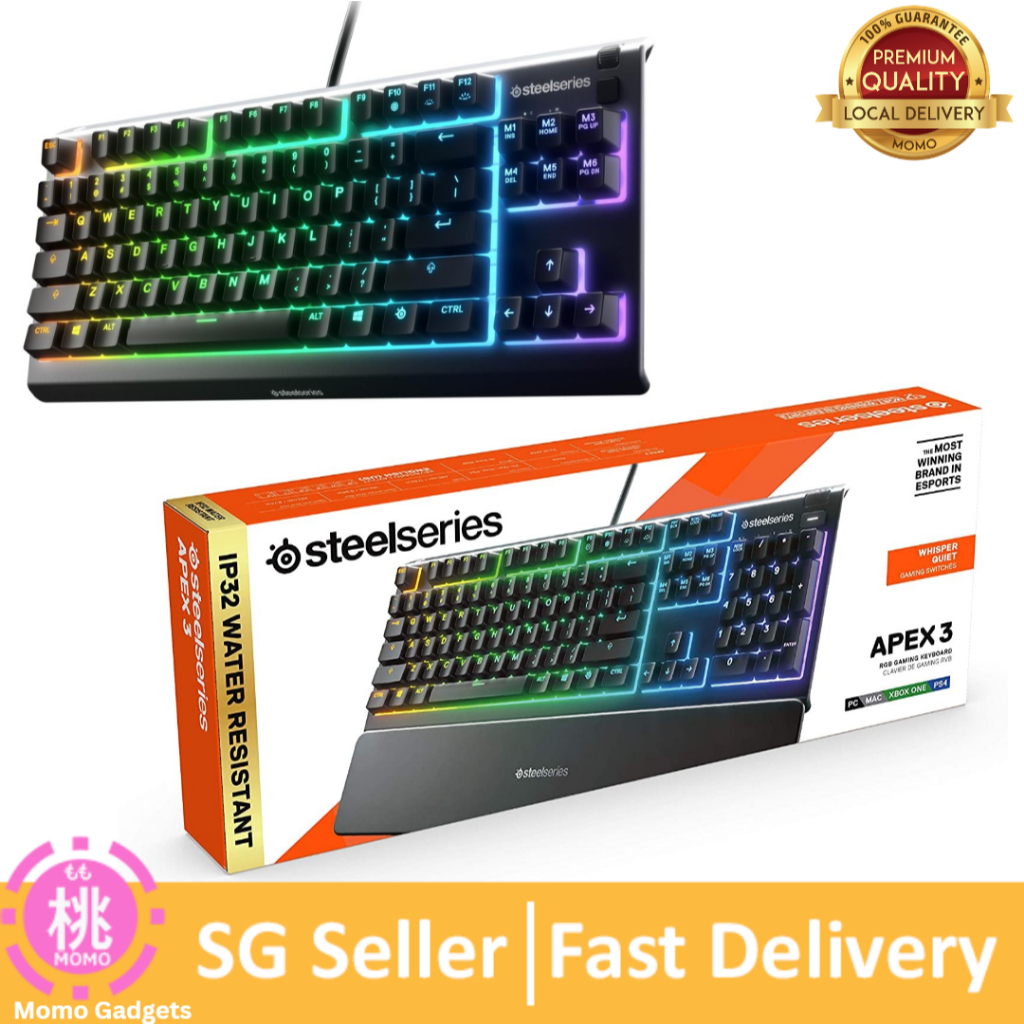 SteelSeries Apex 3/ Apex 3 TLK Silent Gaming Keyboard,Black | Shopee ...