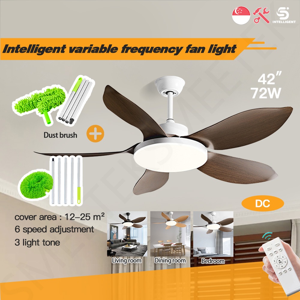 Ceiling Fan Light 5 Blades Fan Light Strong wind DC Motor LED Light ...