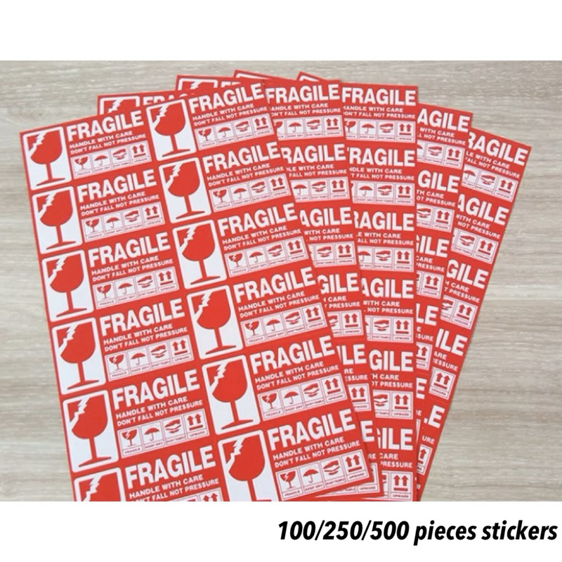 🇸🇬 100/250/500 pieces 9 x 5 cm Fragile handle with care Sticker ...
