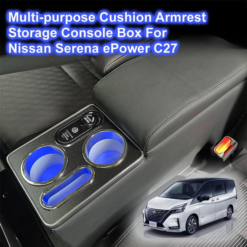 Nissan Serena ePower C27 Cushion Armrest Multi-purpose Center Storage Console Box With USB PD ...