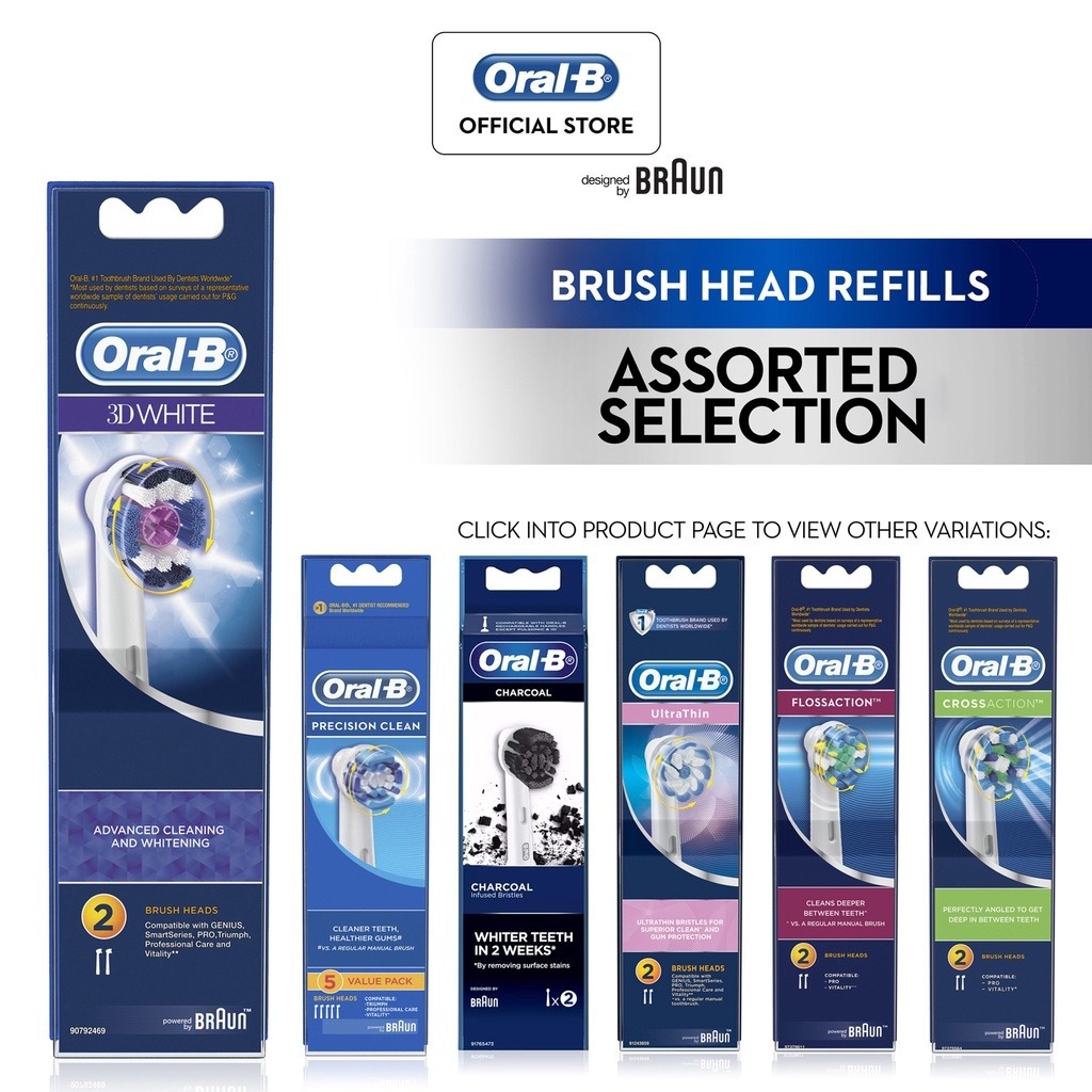 Oral B (Authentic )4Pcs Set Replacement Brush Head Refill for Electric ...