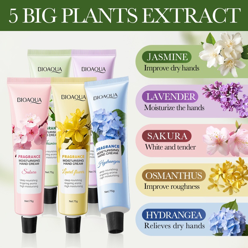 【Local Ready Stock】Bioaquo Flowers Extract Hand Cream 75g X5 | Sadoer ...