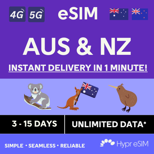 Australia & New Zealand eSIM 3 to 15 Days Unlimited Data - INSTANT ...