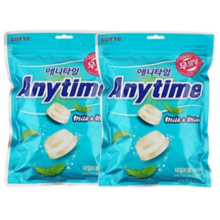 [Lotte] Xylitol Candy Anytime Mint Candy 2 packs (92 g * 2 packs = 184g ...