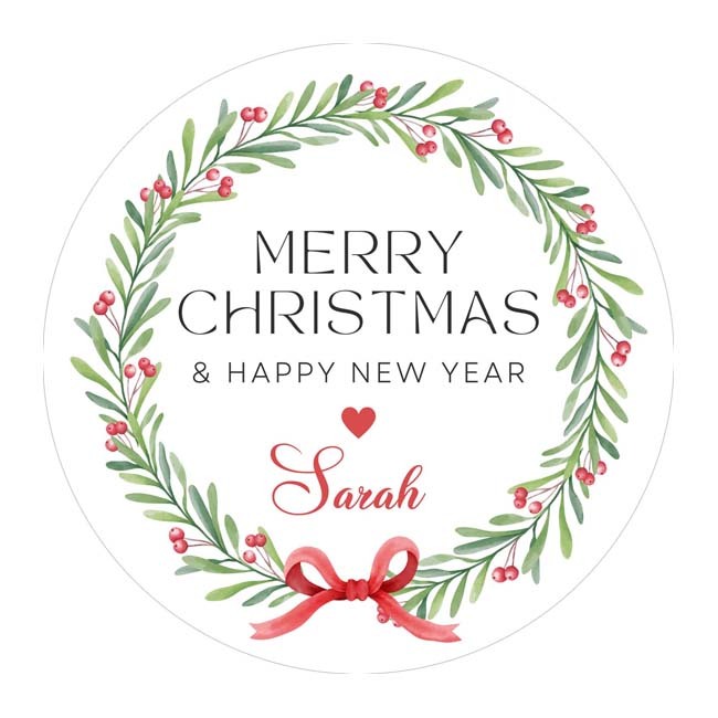 Modern Christmas Wreath Stickers - Gift Labels Red Green | Shopee Singapore