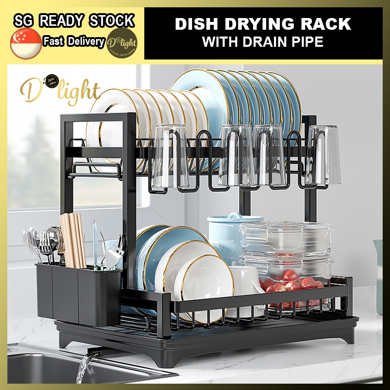Dlight Dish Drying Rack with Removable Tray Japanese Style Drainer For ...