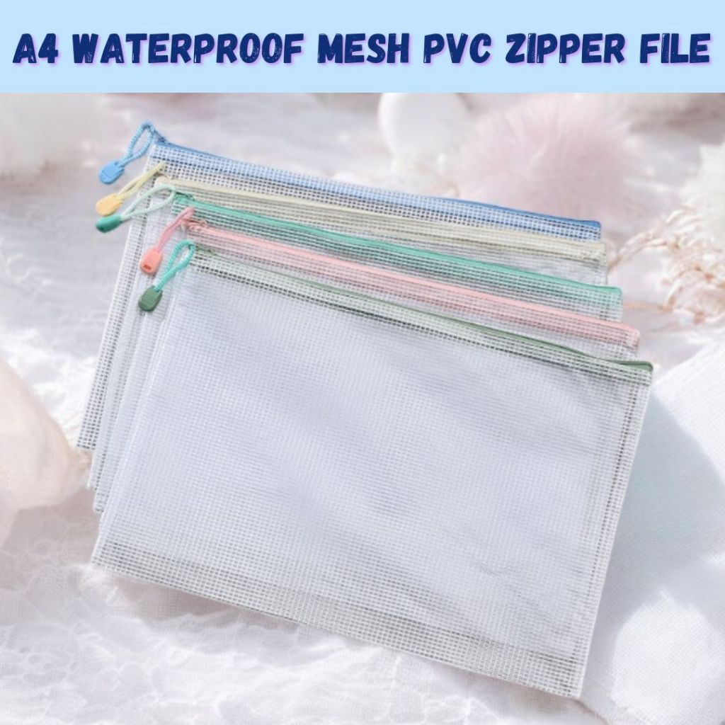 A4 Waterproof Mesh PVC Zipper File / Stationery File / Storage File ...