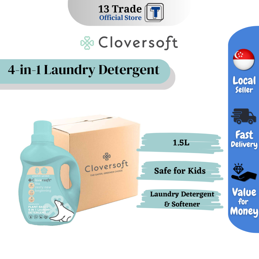 [CARTON] Cloversoft Plant Based Laundry Detergent (1.5L) | Shopee Singapore