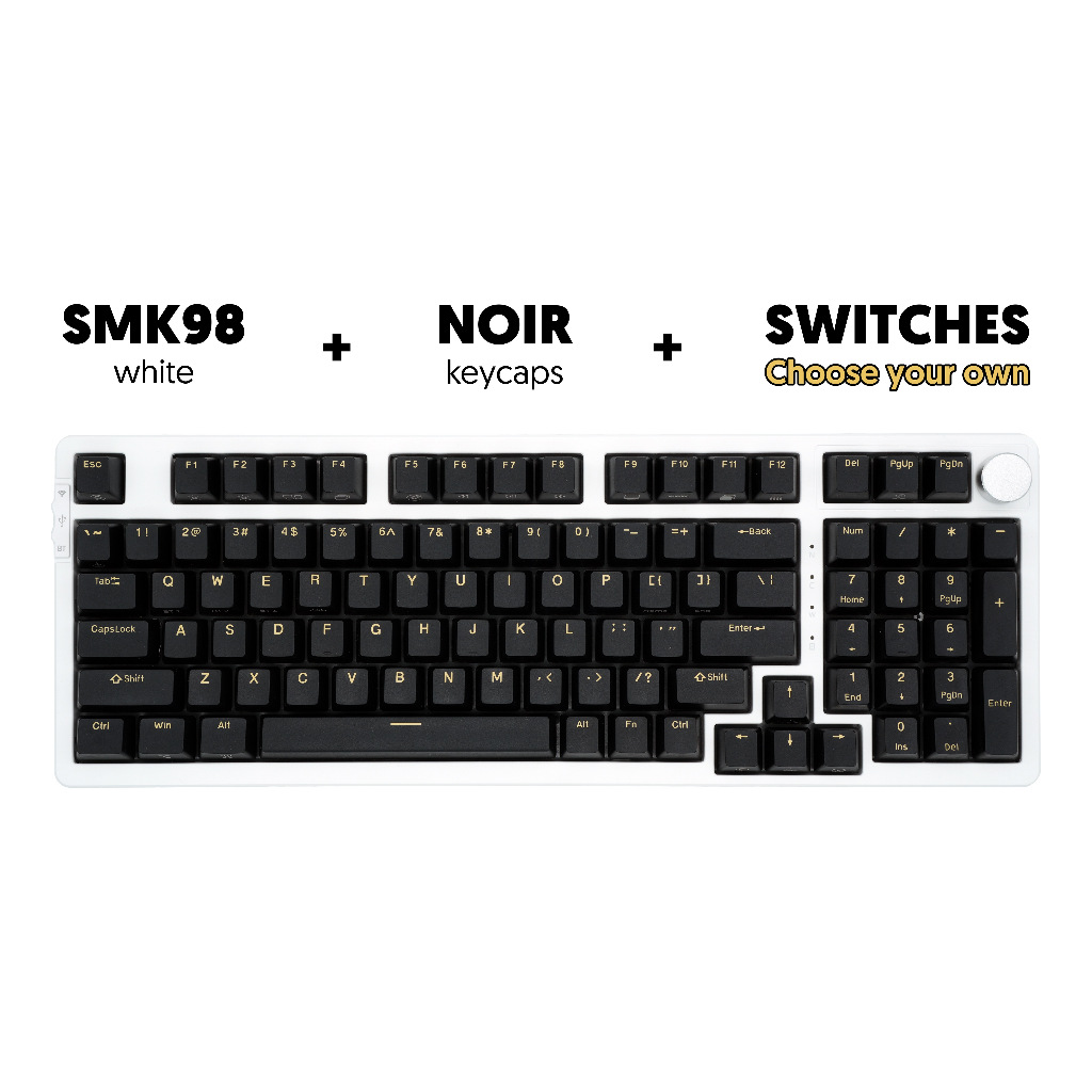 Steed SMK98 WHITE Custom Mechanical Keyboard + NOIR Keycaps TRI-Mode ...