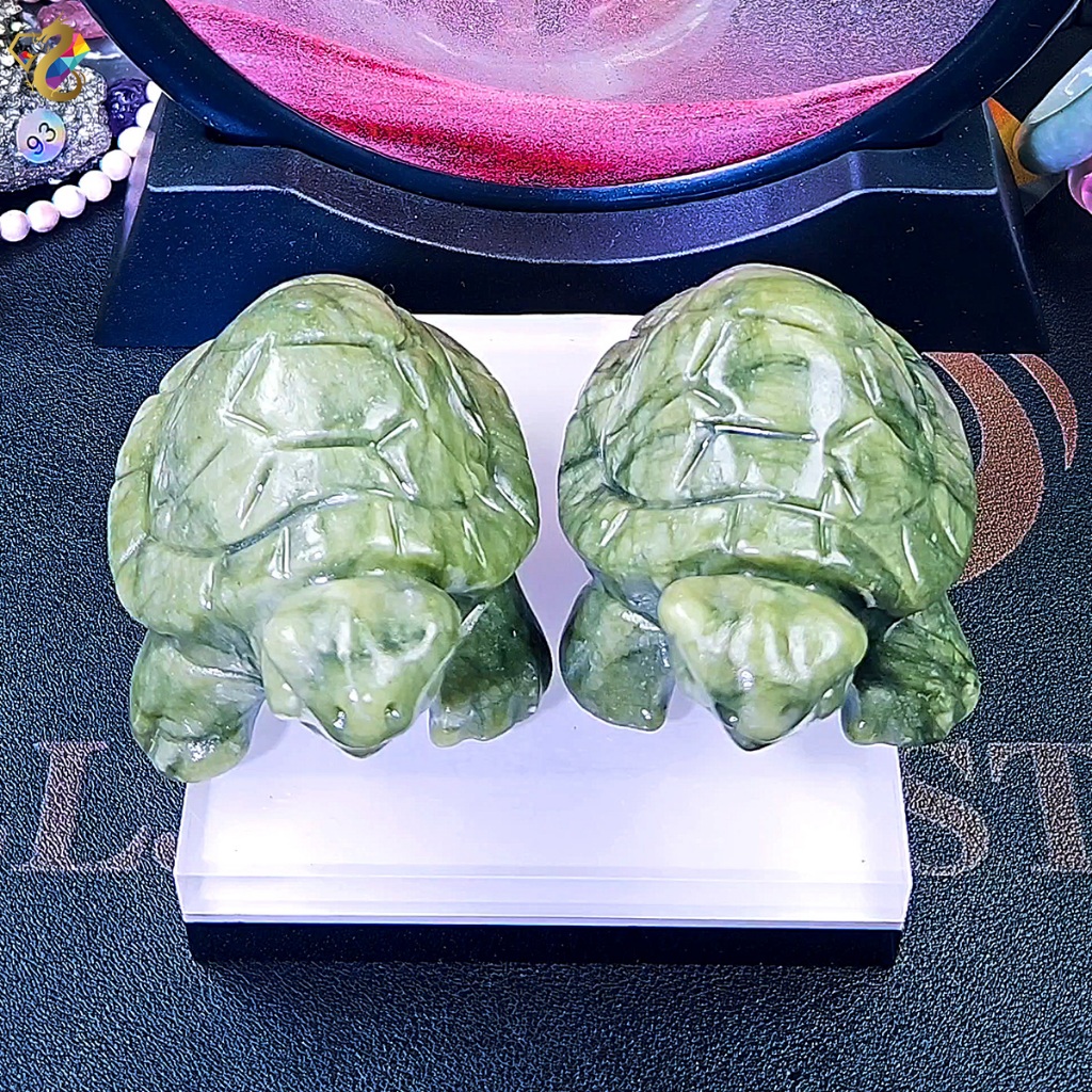 Collector's Grade Green Serpentine Jade Hand Crafted Tortoise Statue ...