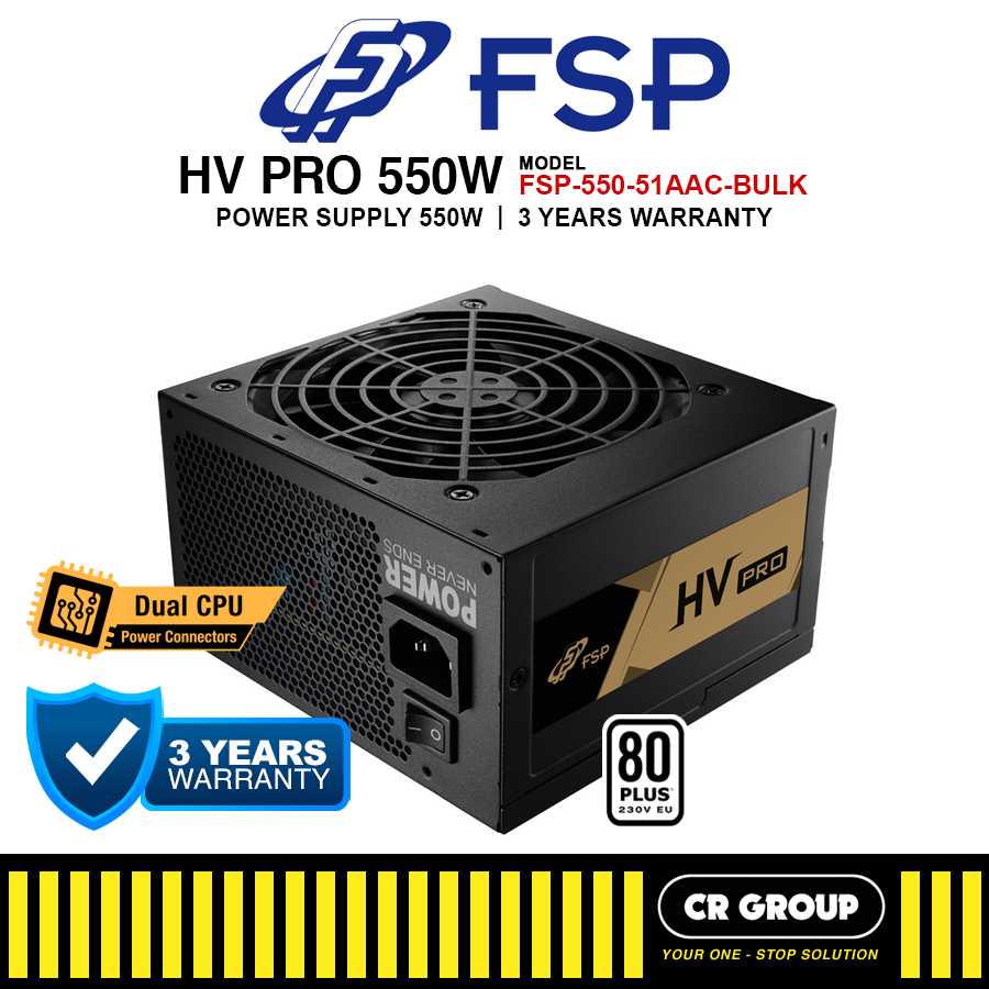FSP HV PRO 550W BRONZE (BULK PACK 10 per Carton) - 80+ 230V EU Standard ...