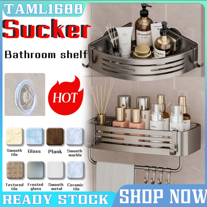 [ Preferred] Bathroom Corner Shelf with Plastic Hook Towel Bar No Drill ...