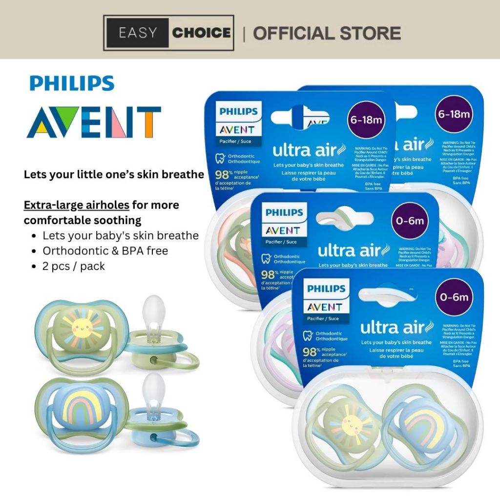 Philips Avent ultra air pacifier 0-6 M ( Twin Pack ) - Mix deco A light ...
