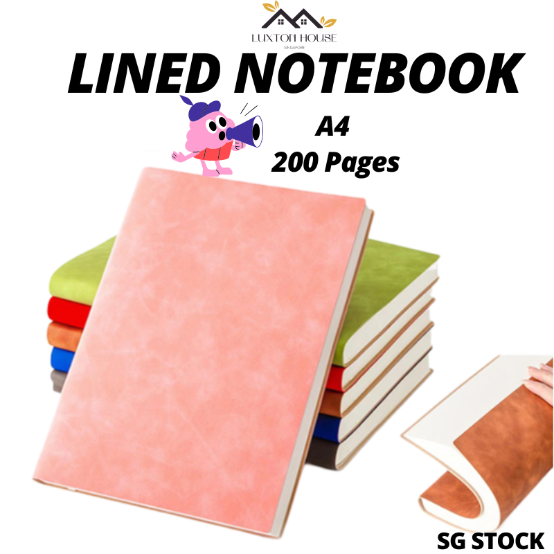 {SG} A4 Lined Notebook 200 Pages Notebooks Large Thick Journal with ...