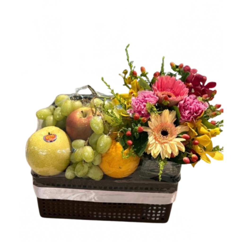Get Well Soon Fruit Hamper & Fresh Flowers Gift Hamper Healthy Fruits ...