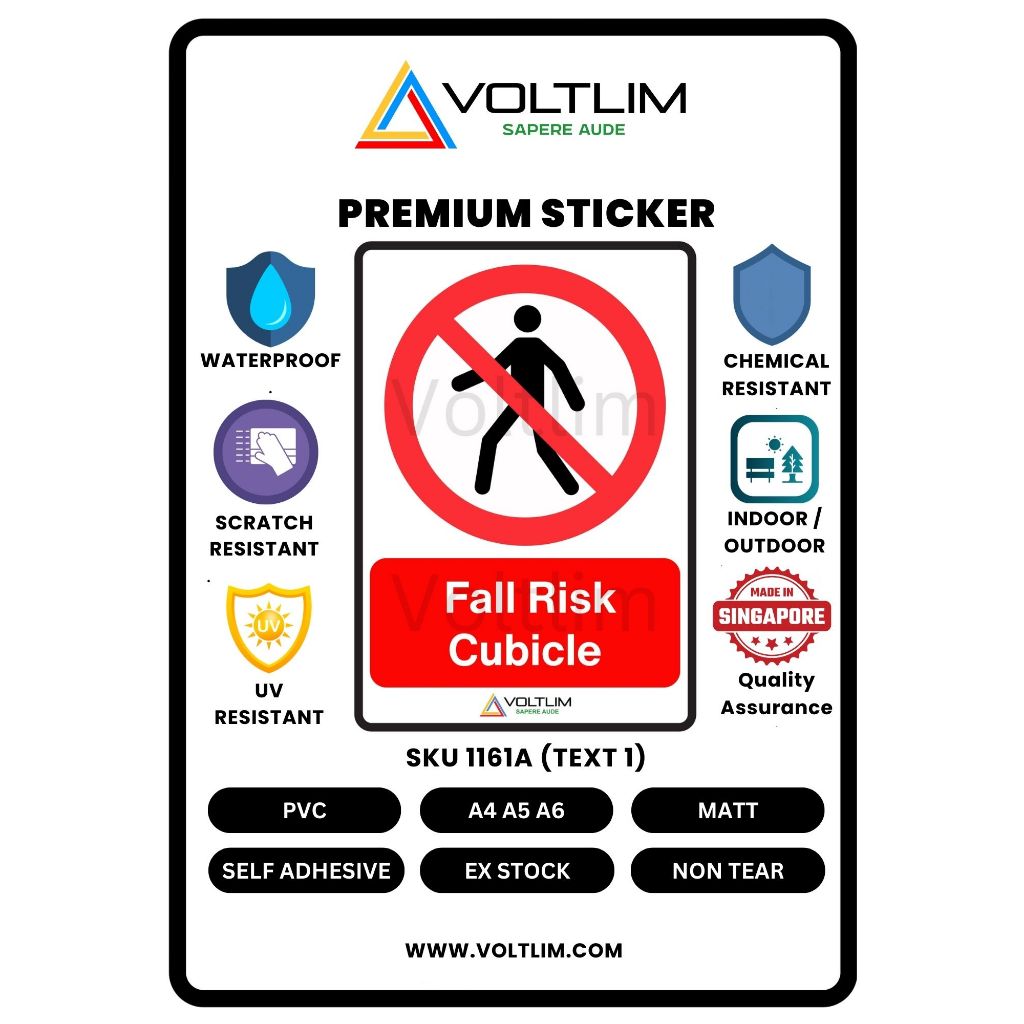 Risk Fall Cubicle Prohibition Symbol Sign Label Sticker (Various Sizes ...