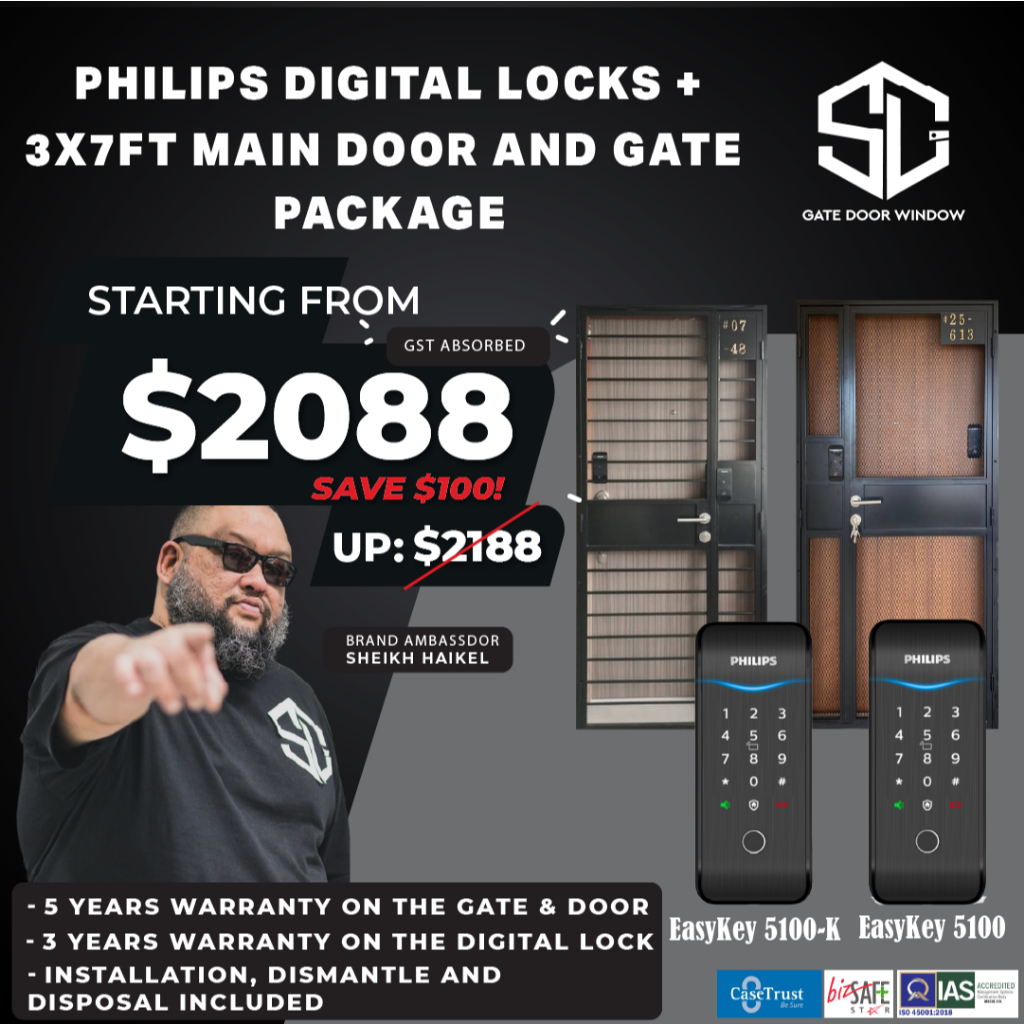 Philips Digital Lock Bundle Package with 3x7ft Solid Laminated Main ...