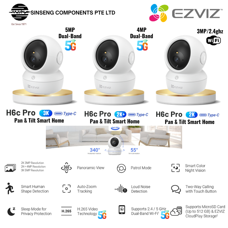EZVIZ H6c Pro 2MP/3MP | 2K+ 4MP | 5MP 3K | 4K 8MP 2.4/5Ghz Dual Band ...