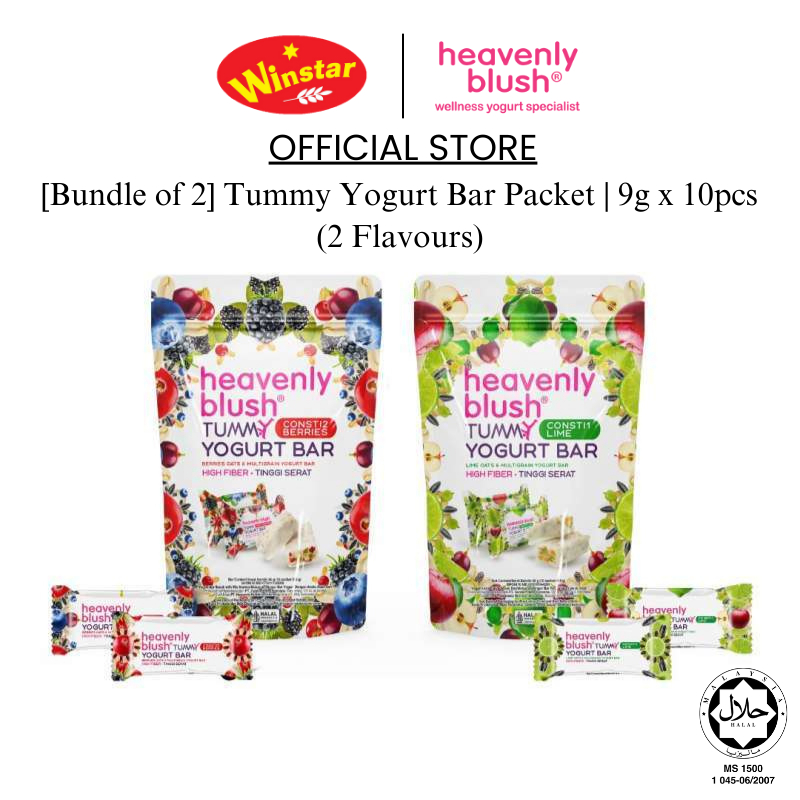 Promo [2 Packs] Bundle 2 Heavenly Blush Tummy Yogurt Bar Multigrain Bar Healthy Snacks Berries ...