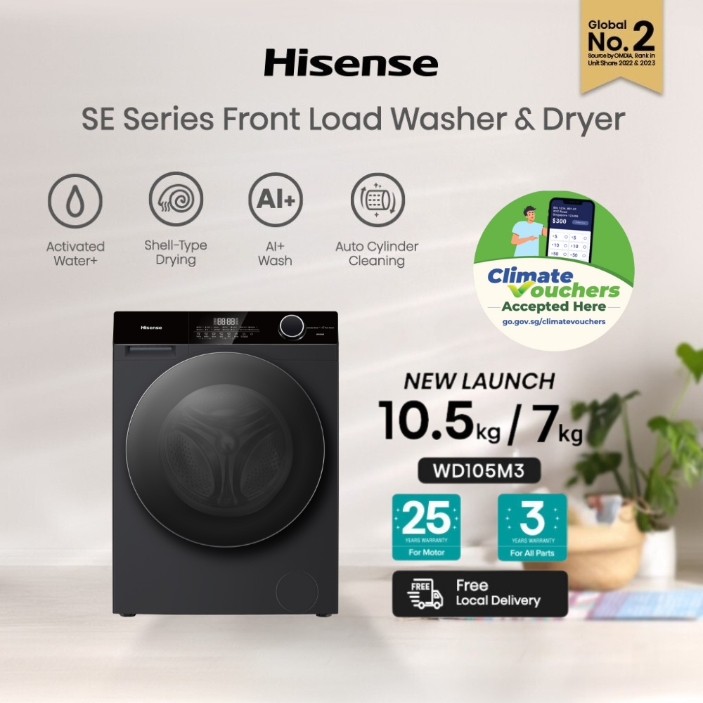 Hisense 10.5kg/7kg Front Load Washing Machine & Dryer, SE Series ...