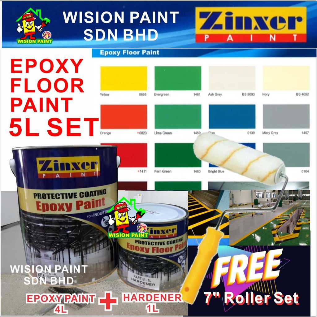 ZINXER EPOXY ( 5L ) 5 Liter ZINXER PAINT Two Pack Epoxy Floor Paint ...