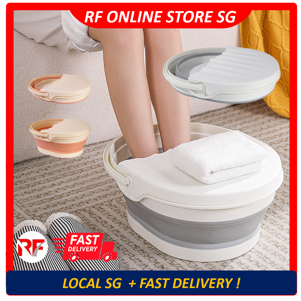Foldable Foot Bath Bucket With Lid Massage Foot Wash Basin Home Laundry ...