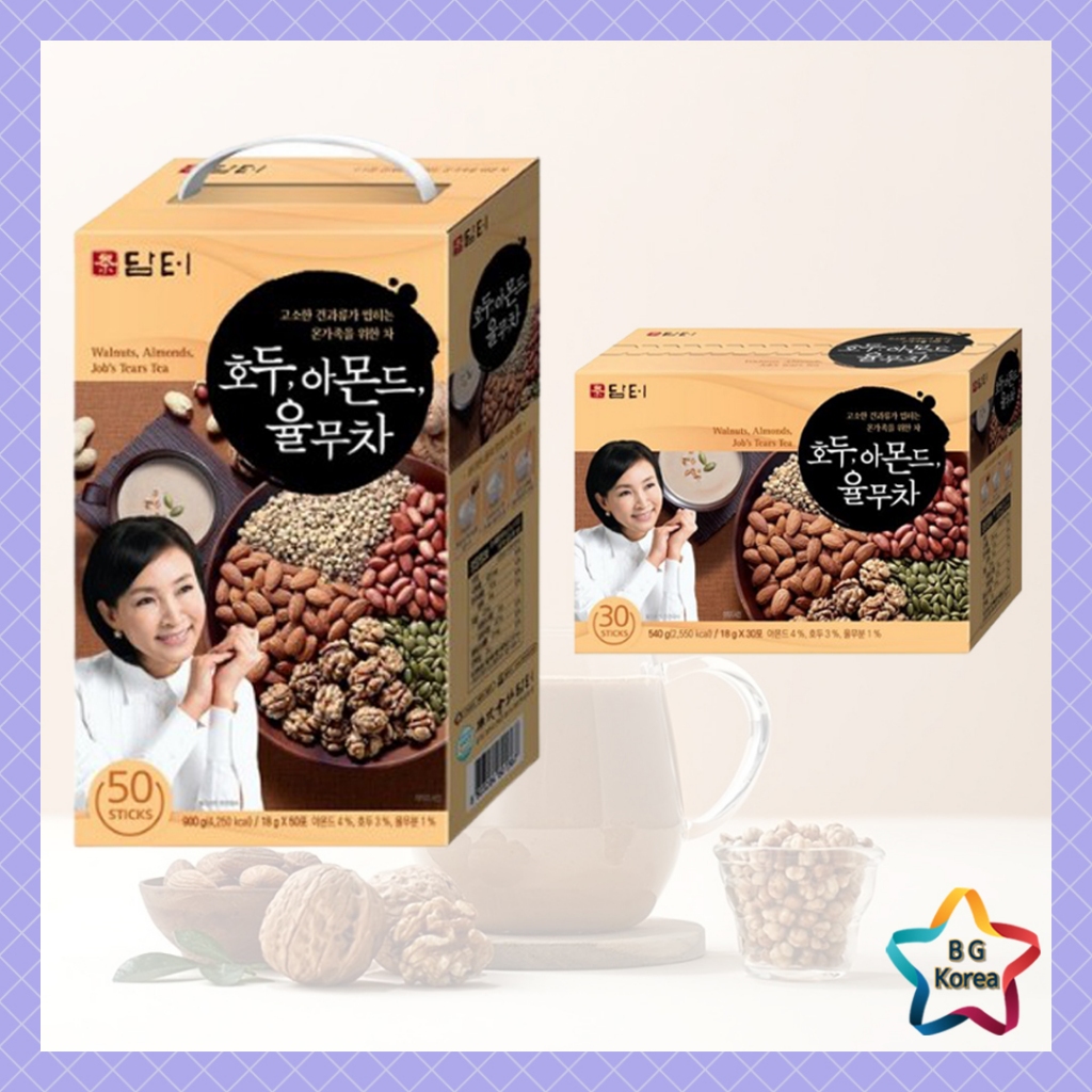 Korean Healthy Tea DAMTUH Walnut Almond Adlay Tea (Job's Tears Tea) 18g ...