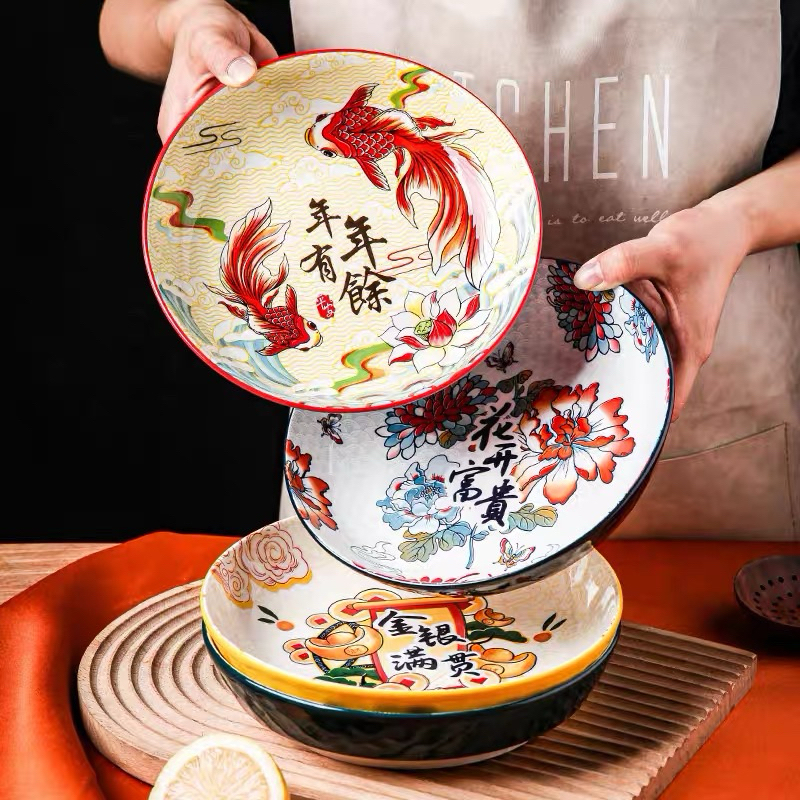 CNY Chinese Style Plate Dinner Set House Warming Gift CNY Plate Cutlery ...