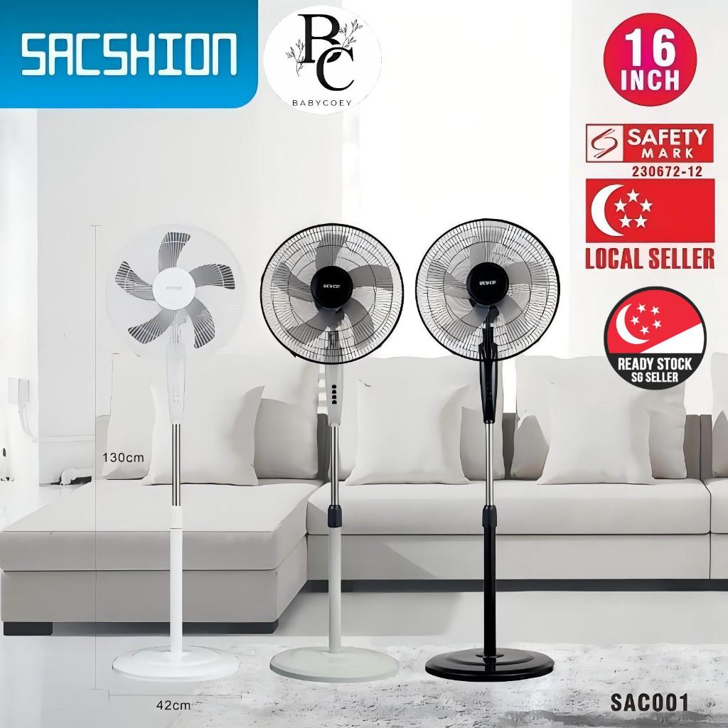 [SG stocks]Sacshion 16“ 3 Speeds Stand Fan SAC001White Black standing ...