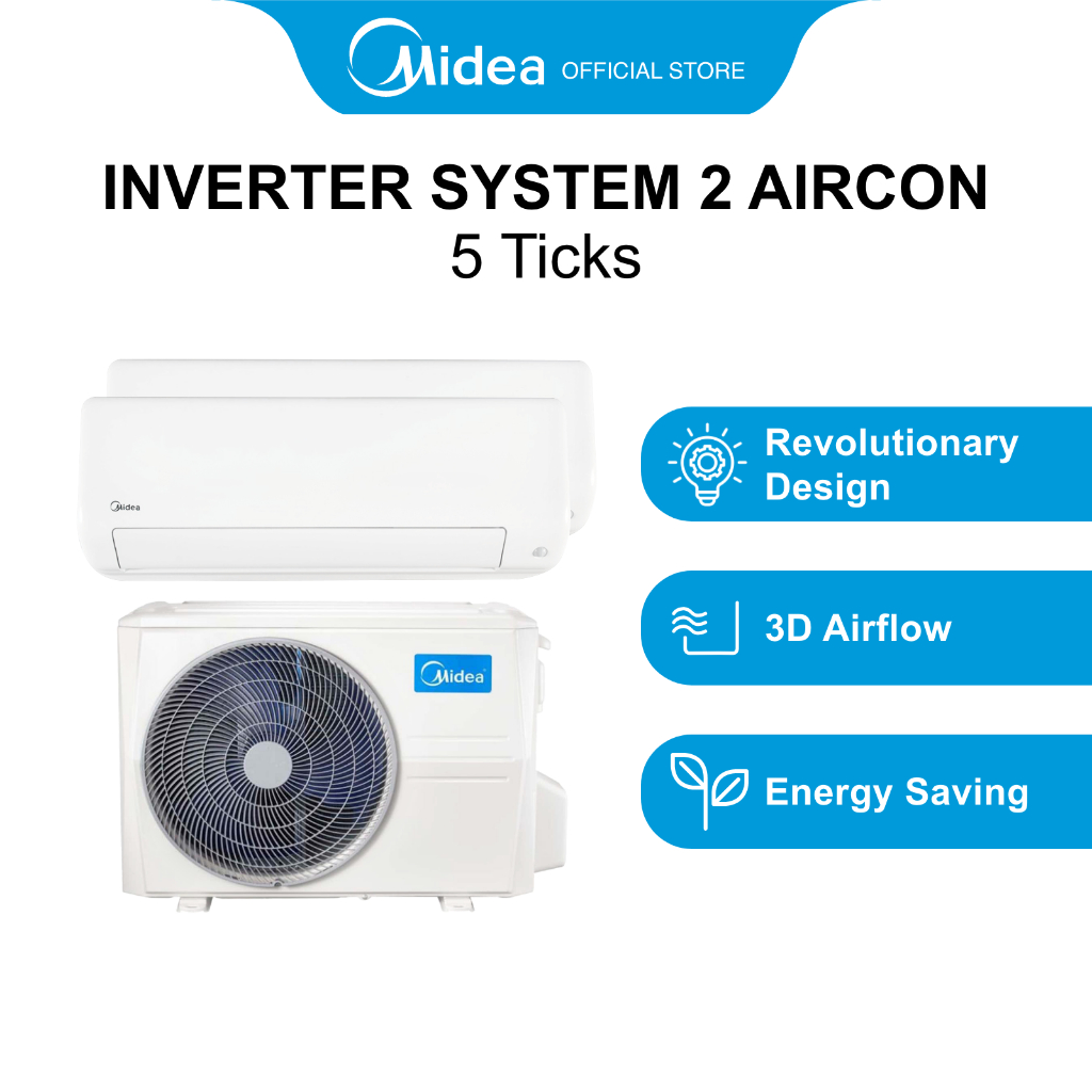[System 2] Midea MSEID-09x2 AI Premium Multi Split Series 5 Ticks [Installation fee not included ...
