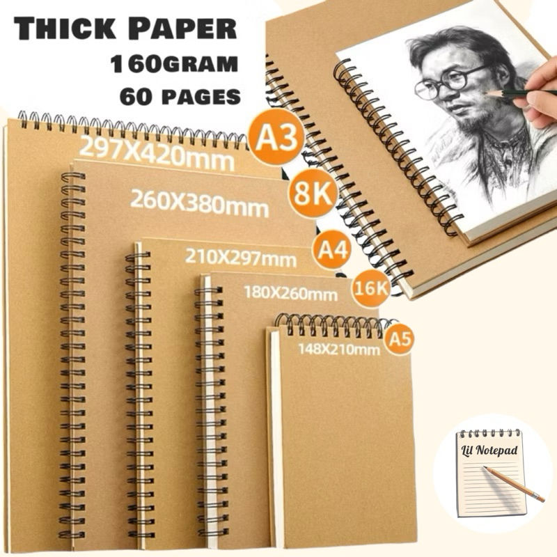 [LIL NOTEPAD] 160G SKETCH BOOK DRAWING BOOK COLORING THICK PAPER ...