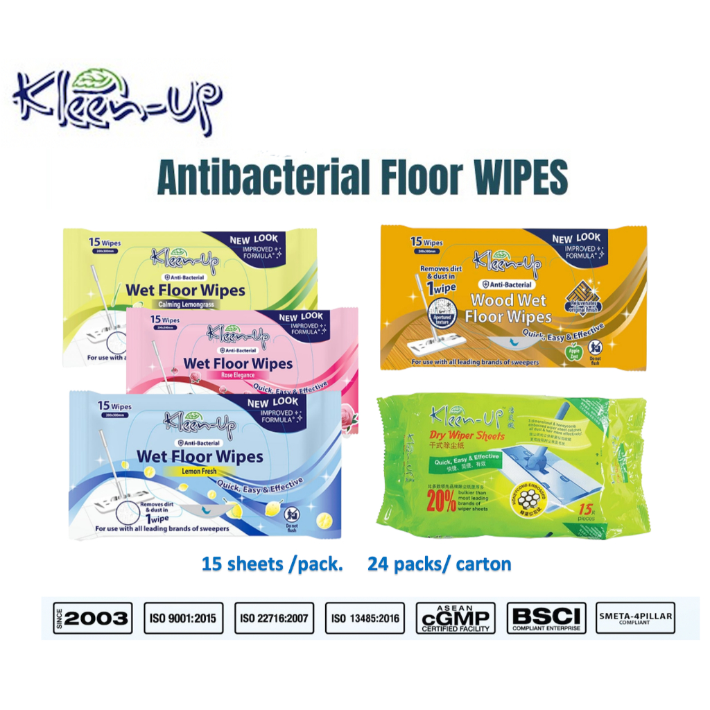 (KLEEN UP) Anti Bacterial Wet Floor WIPES * expiry 2027 | Shopee Singapore