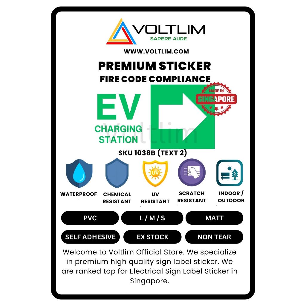 Electric Vehicle Charging Station (EVCS) Sign Label Sticker Voltlim SKU ...