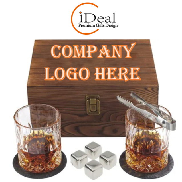 Custom Logo Whiskey Box Gift Set Whiskey Rocks Bourbon Gift Box Set ...