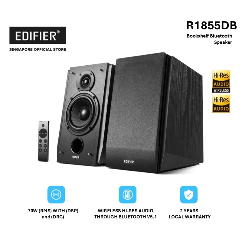 Edifier Bookshelf R1855DB Wireless 70W Bluetooth 5.1 Speaker | Shopee ...