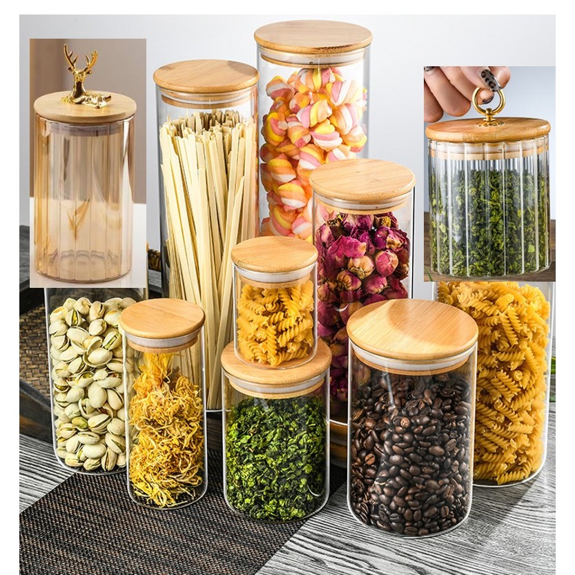 {SG Seller} Glass Container with Bamboo Lid | Glass Jar | Food ...